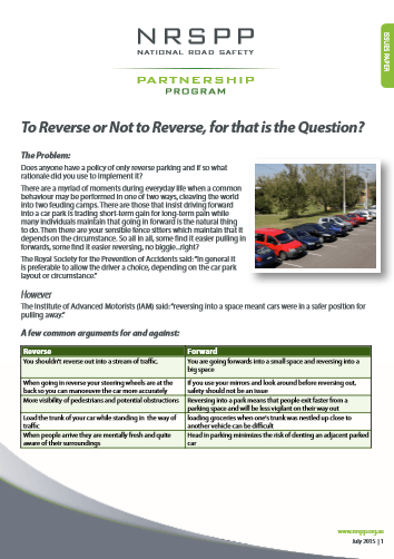 NRSPP Australia - NRSPP Q&A: Reverse Parking