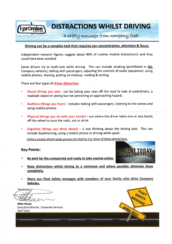 NRSPP Australia - Distractions Whilst Driving Poster