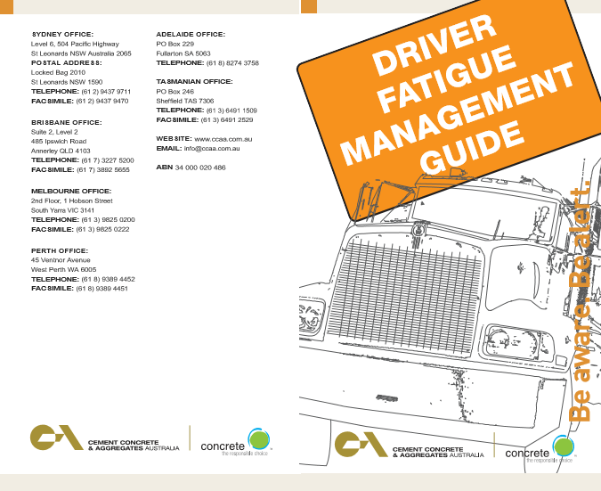 NRSPP Australia - Driver Management Fatigue Brochure