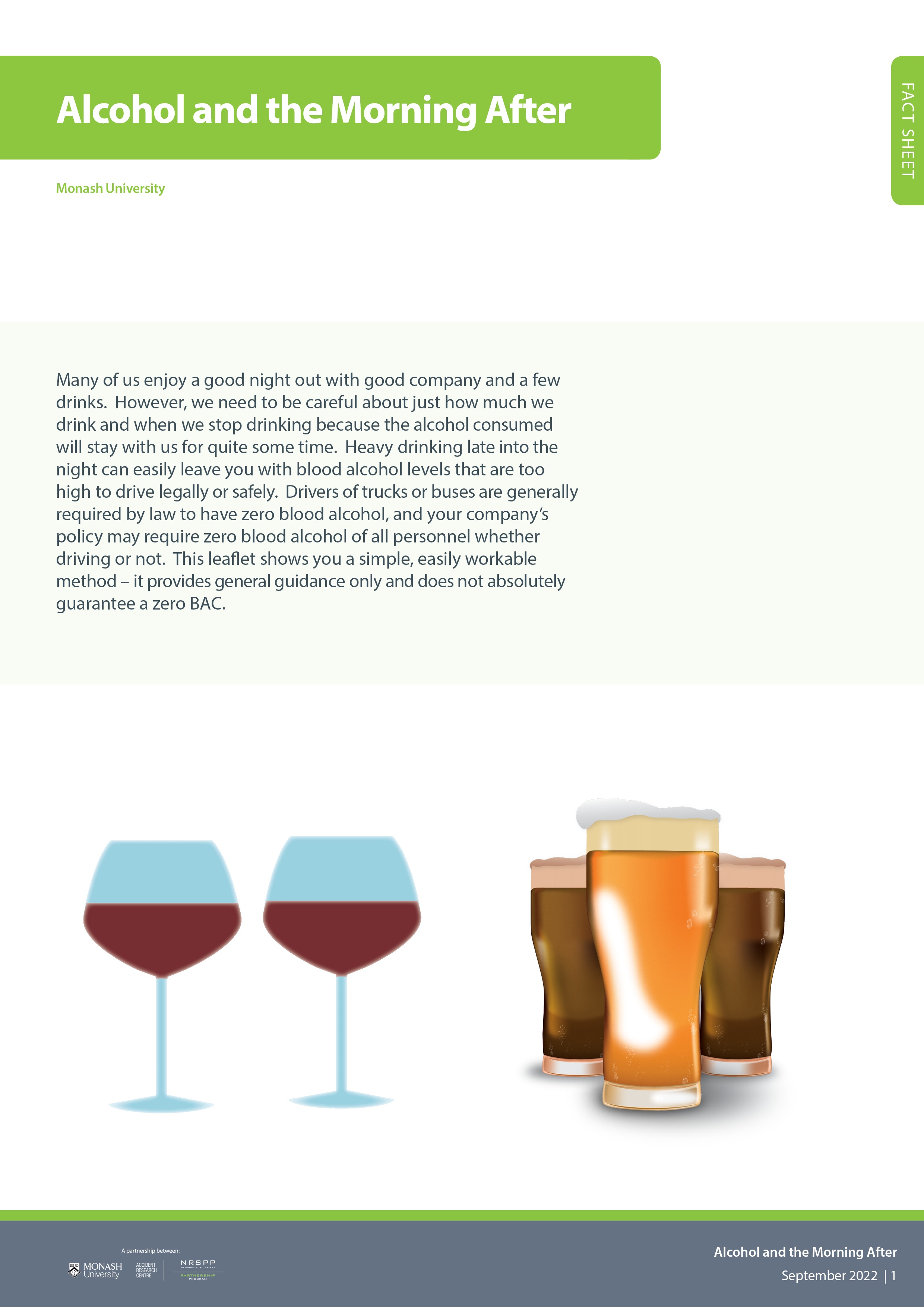 NRSPP Australia - NRSPP Fact Sheet: Alcohol and the morning after...