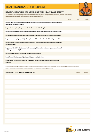 NRSPP Australia - Health and Safety Checklist