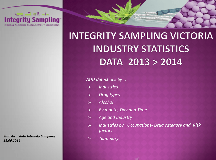 NRSPP Australia - Integrity Sampling Victoria Industry Drug and Alcohol Statistics Data 2013 and ...