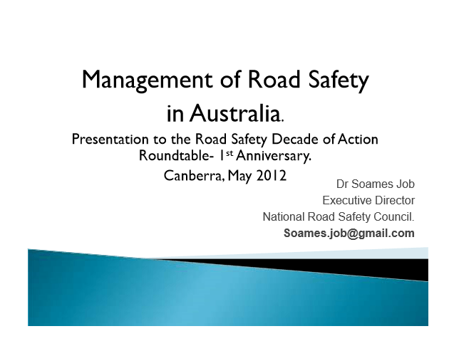 NRSPP Australia - Management of Road Safety in Australia