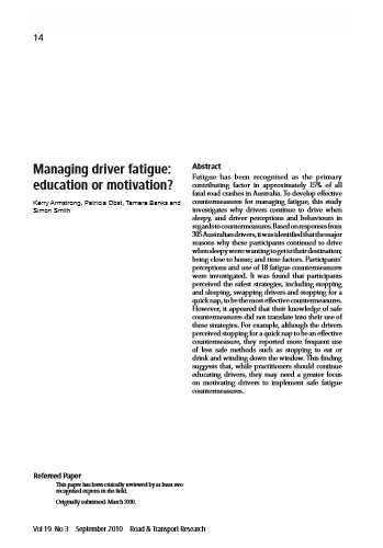NRSPP Australia - Managing driver fatigue: education or motivation?
