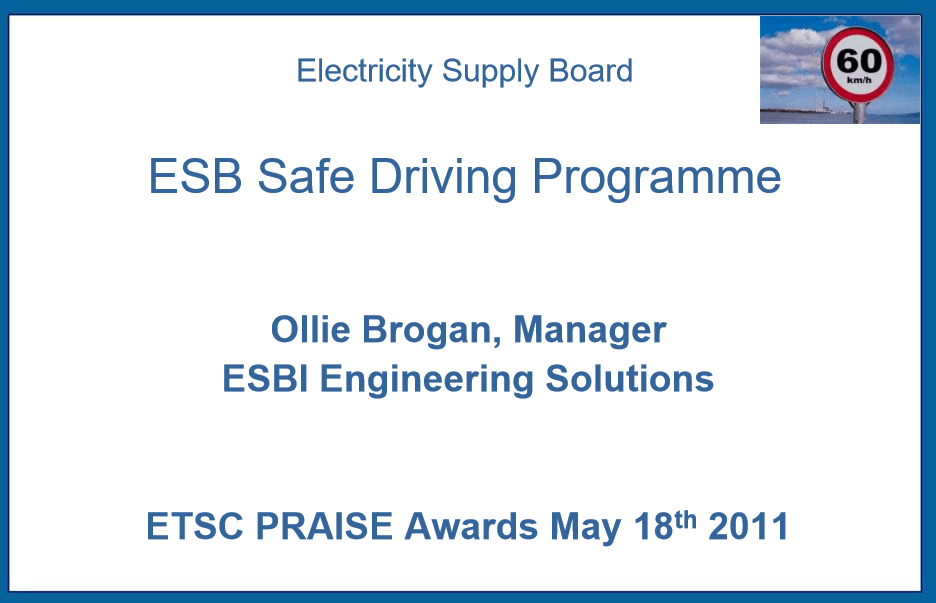 NRSPP Australia - PRAISE Winner 2011: UK Electrical Supply Board (ESB ...