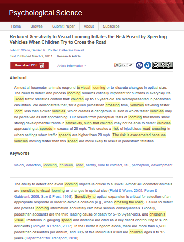 NRSPP Australia - Reduced Sensitivity to Visual Looming Inflates the ...