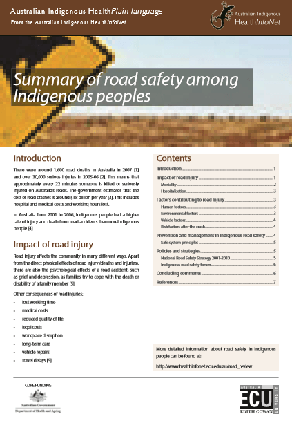 NRSPP Australia - Summary of road safety among Indigenous peoples