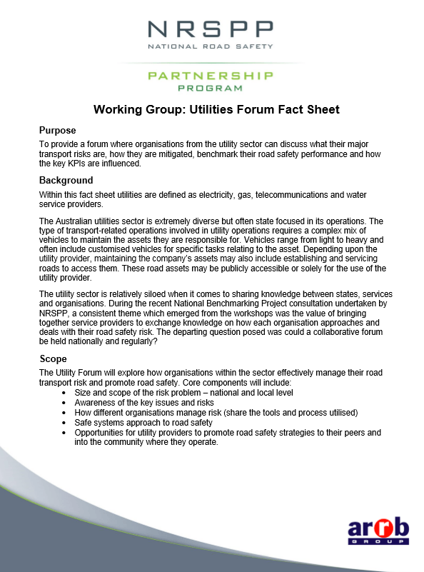 NRSPP Australia - Utilities Forum Fact Sheet - Benchmarking Overview ...
