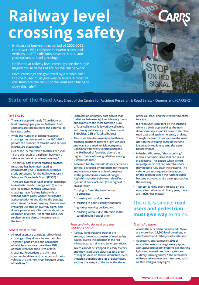 NRSPP Australia - State of the Road: Railway Level Crossing Safety