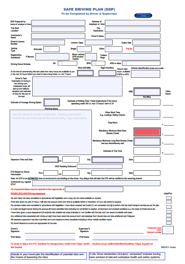 NRSPP Australia - Safe Driving Plan