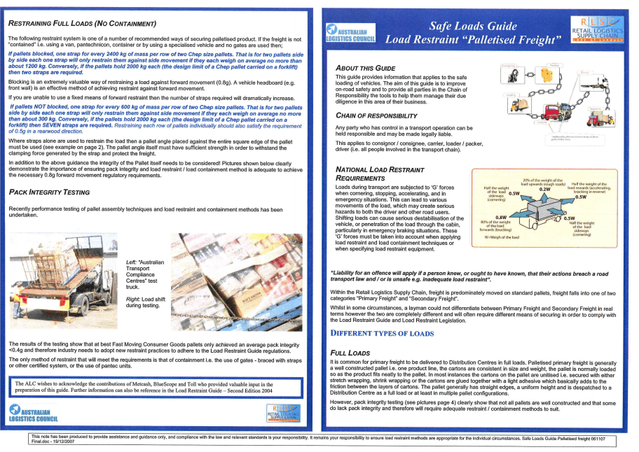 NRSPP Australia - Safe Loads Guide Palletised Freight