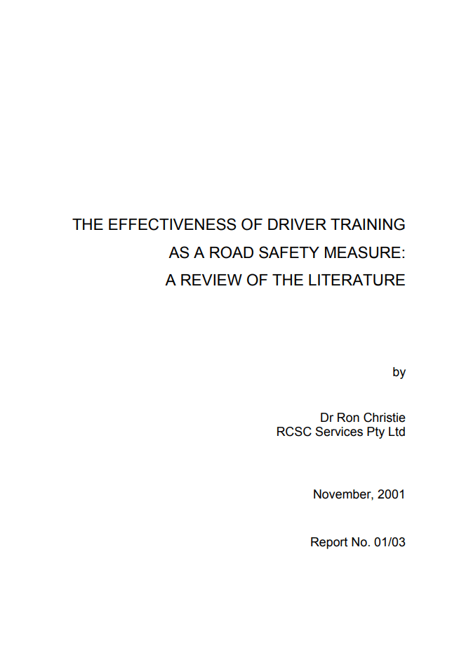 NRSPP Australia - The Effectiveness of Driver Training as a Road Safety ...