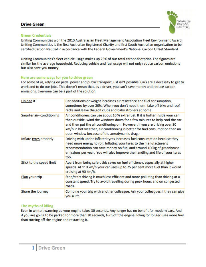 NRSPP Australia - Uniting Communities' Drive Green Program