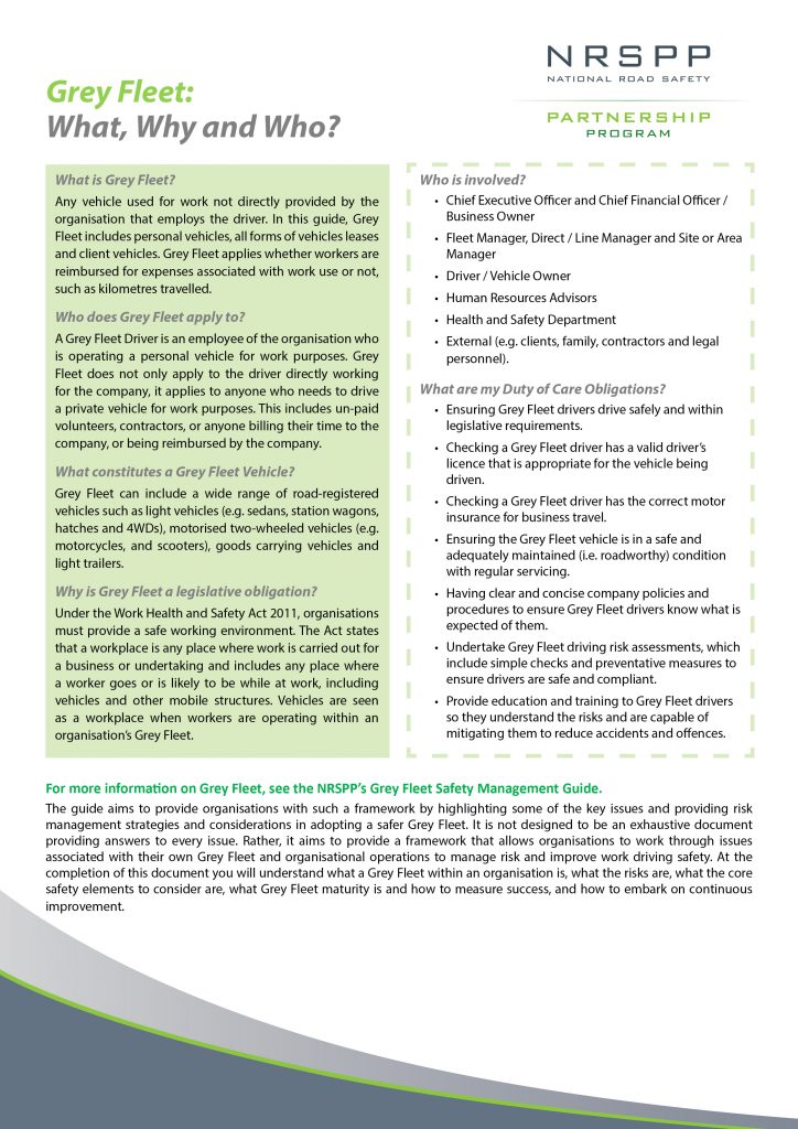 NRSPP Australia - Grey Fleet Guide: What, Why and Who?