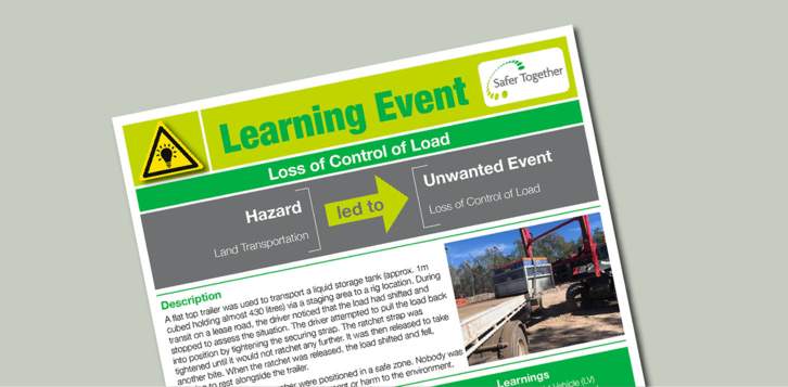 NRSPP Australia - Learning Event Bulletin: Loss of Control of Load