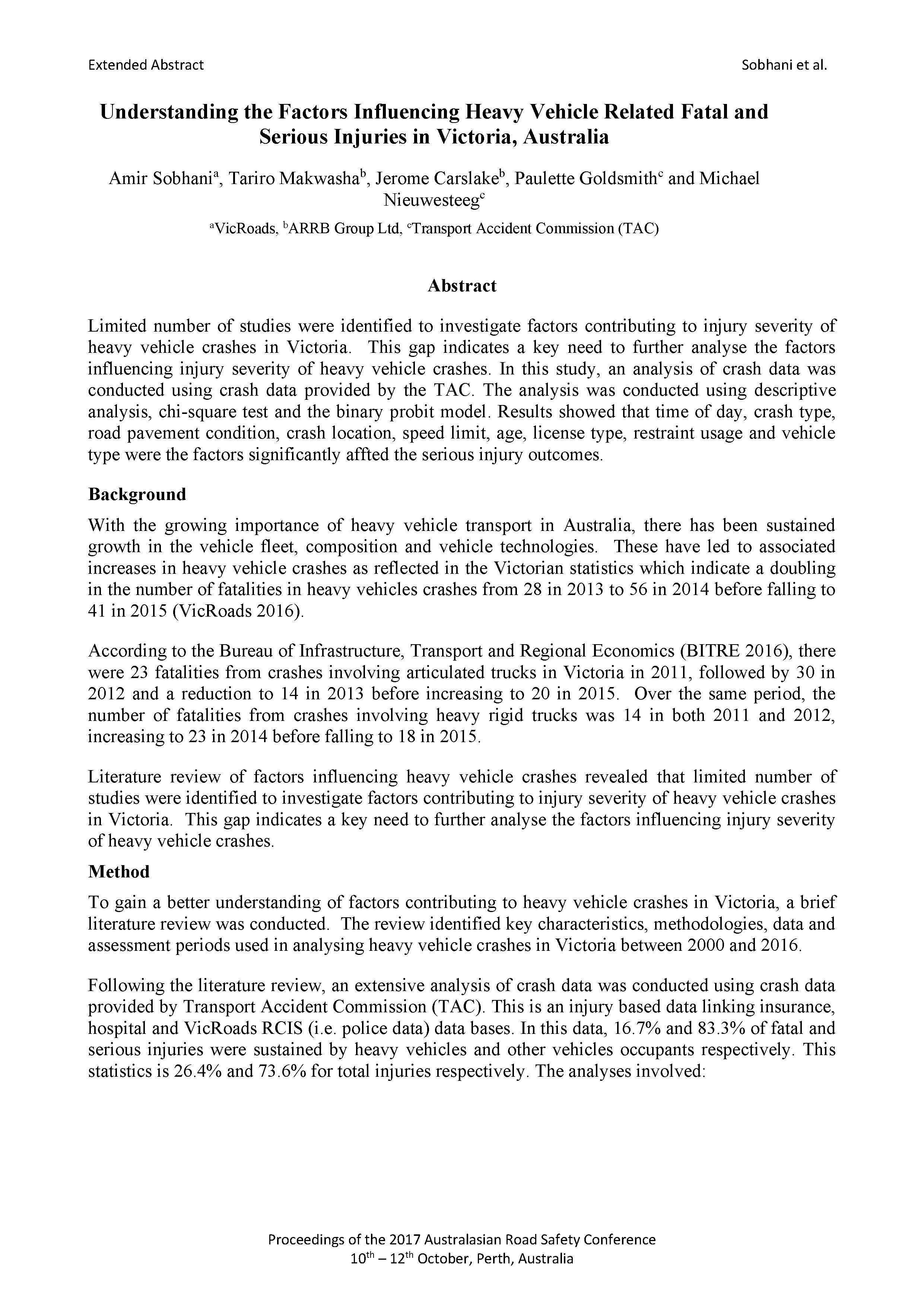 NRSPP Australia - Understanding the Factors Influencing Heavy Vehicle ...