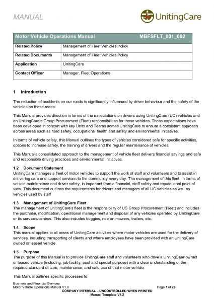 NRSPP Australia » Uniting Care Queensland’s Motor Vehicle Operations Manual