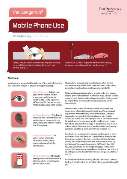 NRSPP Australia - The Dangers Of Mobile Phone Use While Driving Fact Sheet