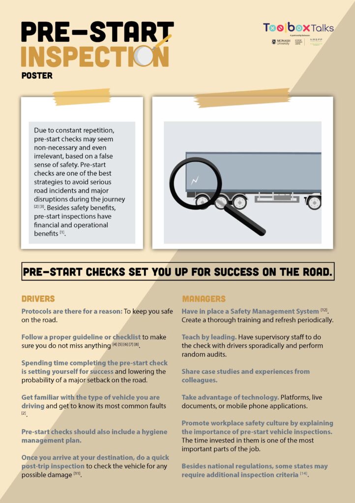 NRSPP Australia - NRSPP Heavy Vehicle Toolbox Talk Poster: Pre-Start Checks