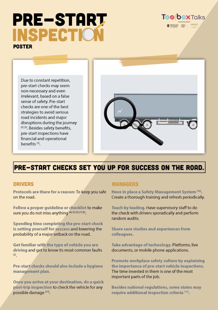 NRSPP Australia - NRSPP Heavy Vehicle Toolbox Talk Poster: Pre-Start Checks