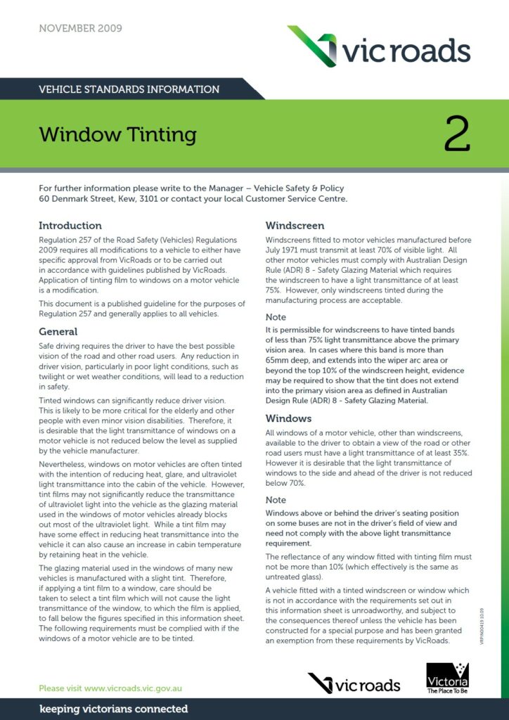 NRSPP Australia - Vic Roads VSI Window Tinting