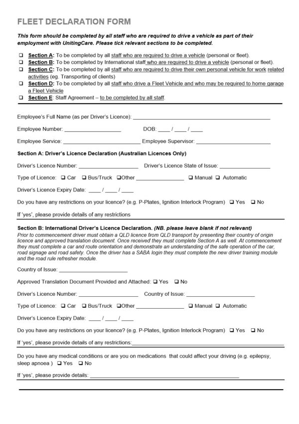 NRSPP Australia - Drivers Licence Declaration Form With International ...