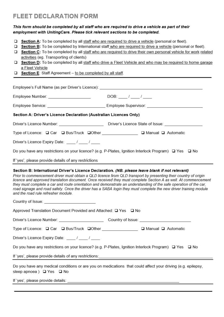 Nrspp Australia Drivers Licence Declaration Form With International