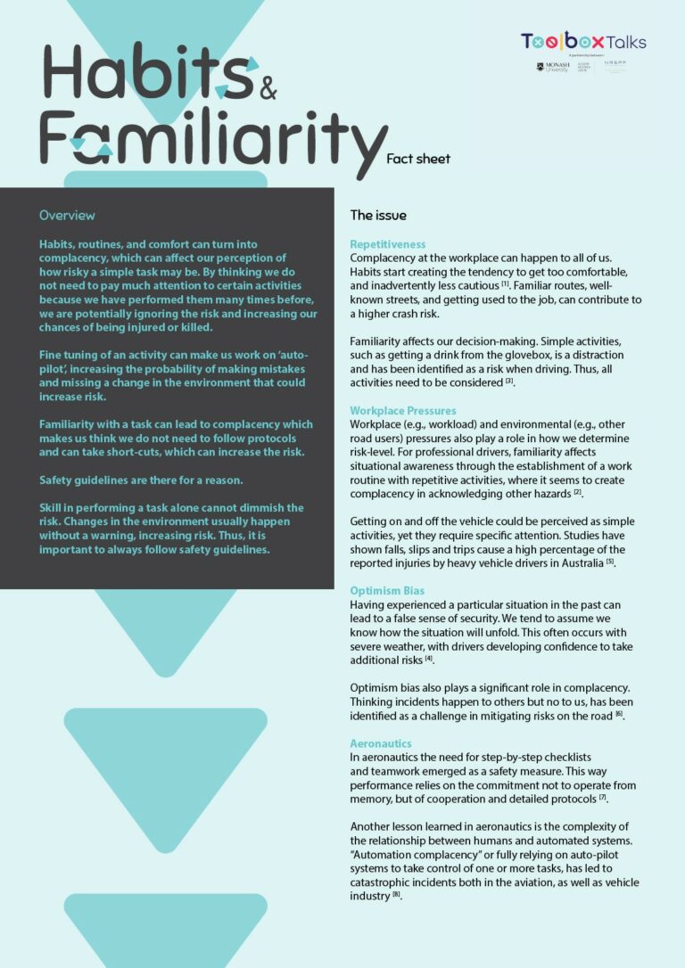 NRSPP Australia » NRSPP Heavy Vehicle Toolbox Talk Fact Sheet: Habits ...