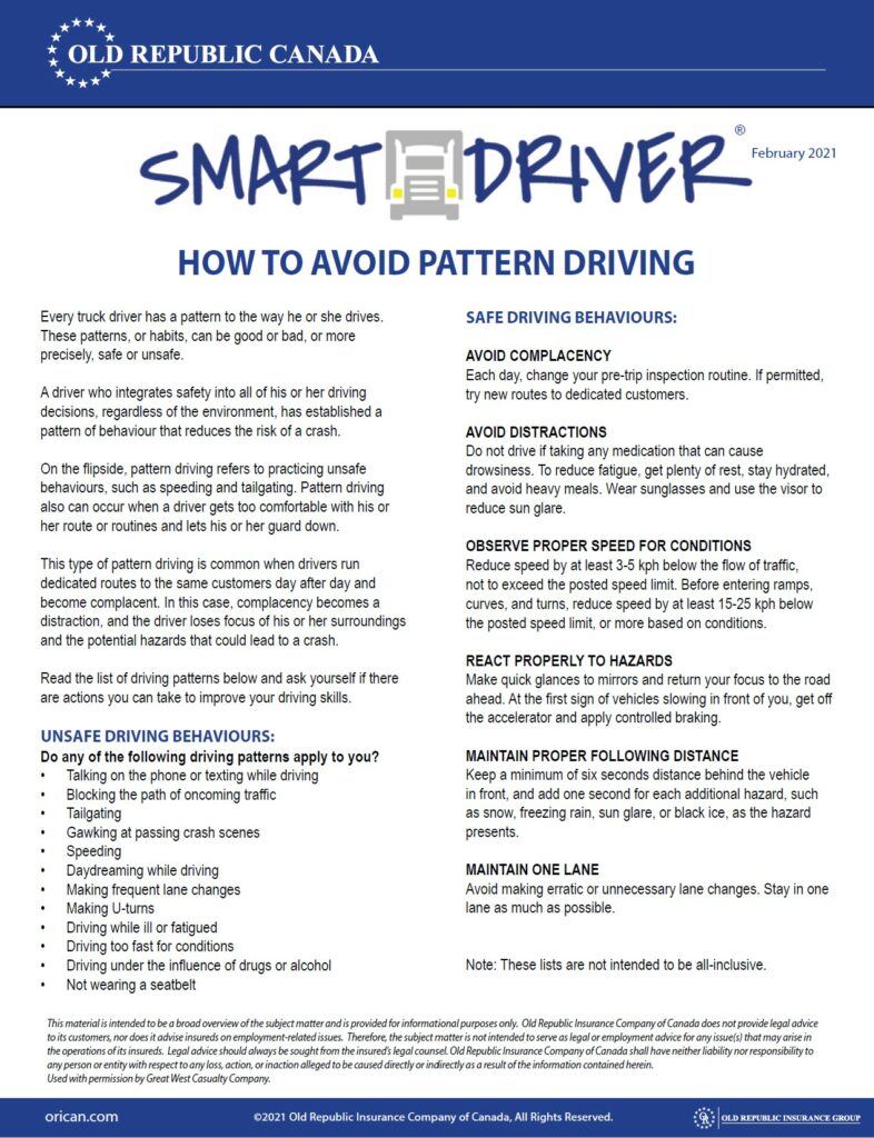 NRSPP Australia » How to Avoid Pattern Driving – Old Republic Insurance ...