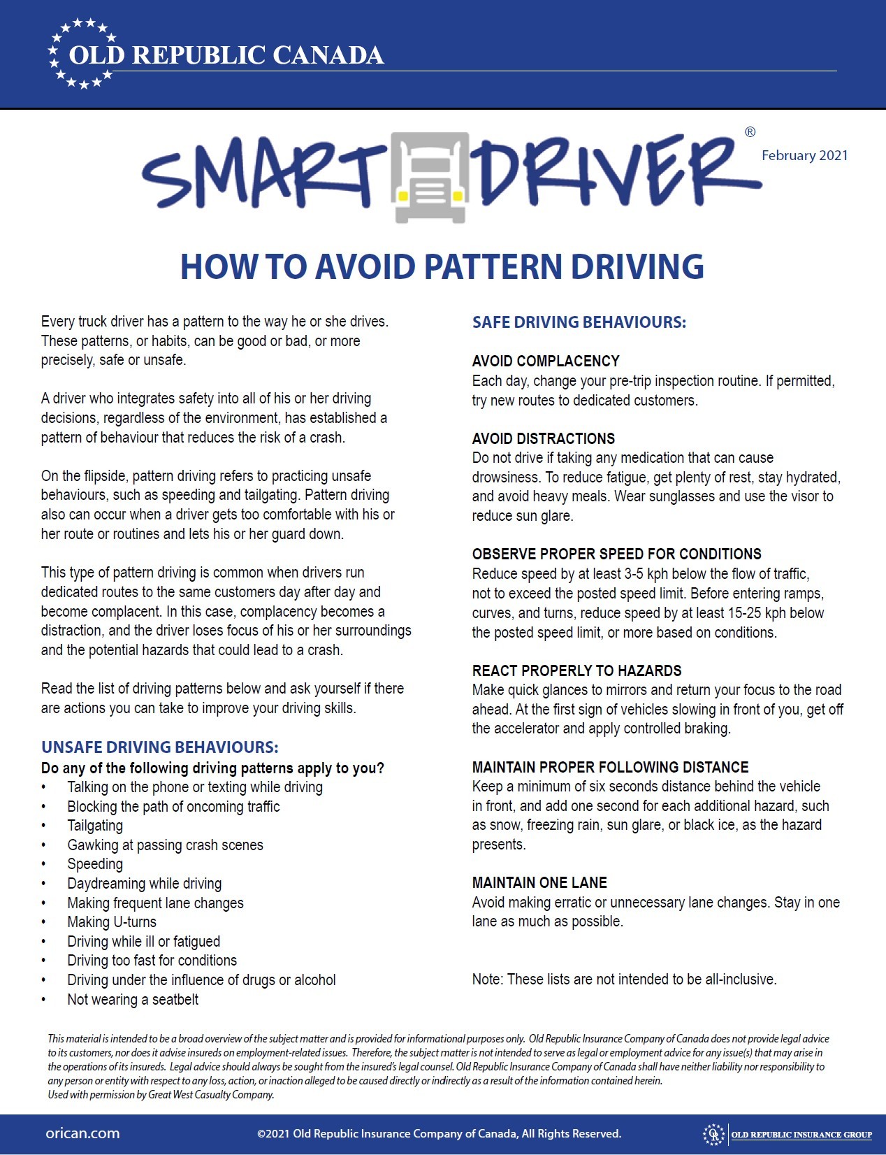 NRSPP Australia - How to Avoid Pattern Driving - Old Republic Insurance ...