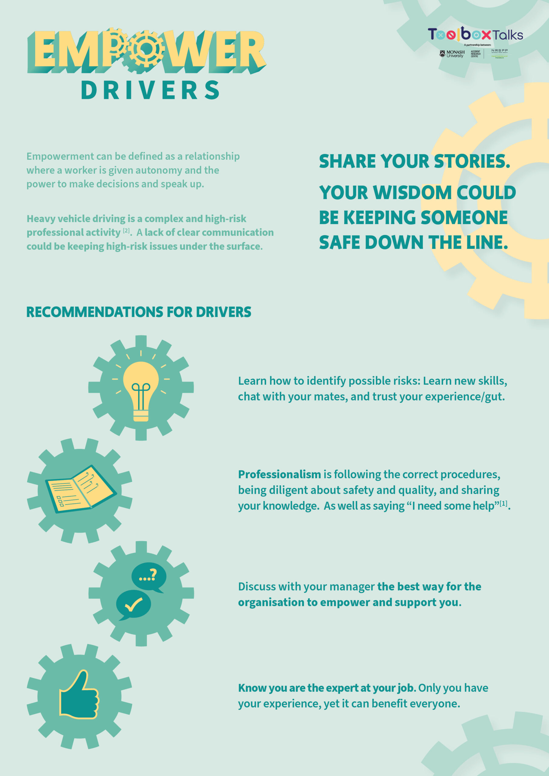 NRSPP Australia » NRSPP Heavy Vehicle Toolbox Talk Poster: Empower Drivers