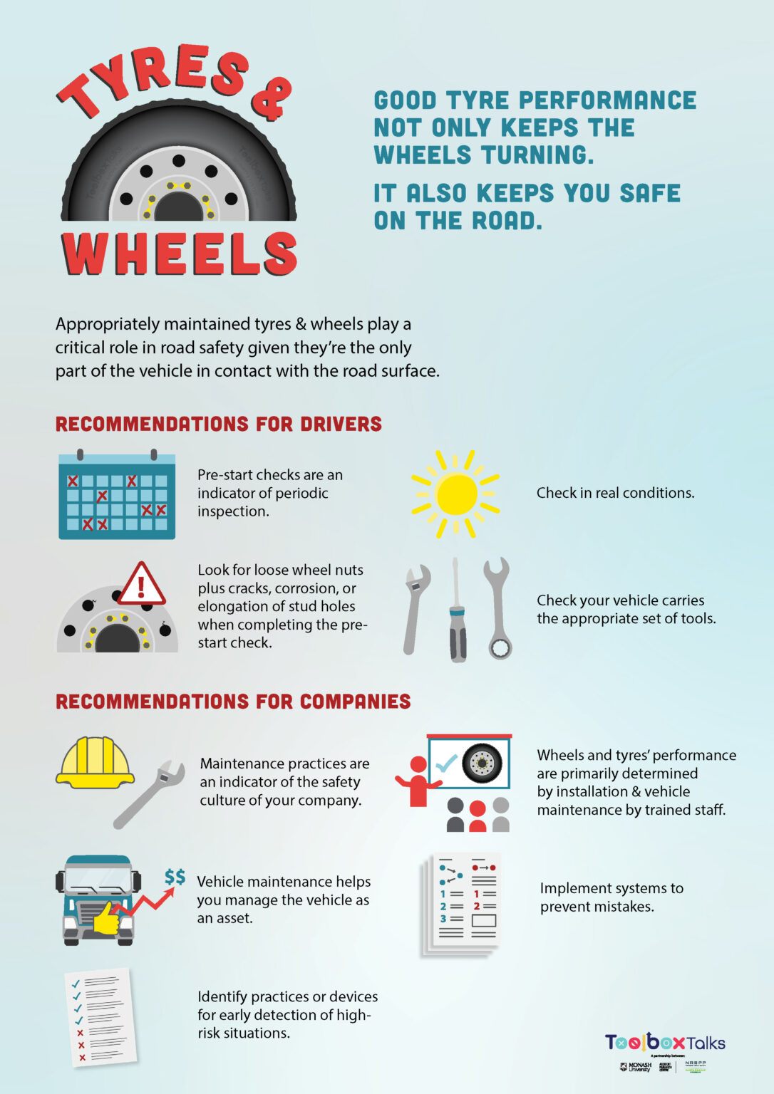 NRSPP Australia - NRSPP Heavy Vehicle Toolbox Talk Poster: Tyres & Wheels